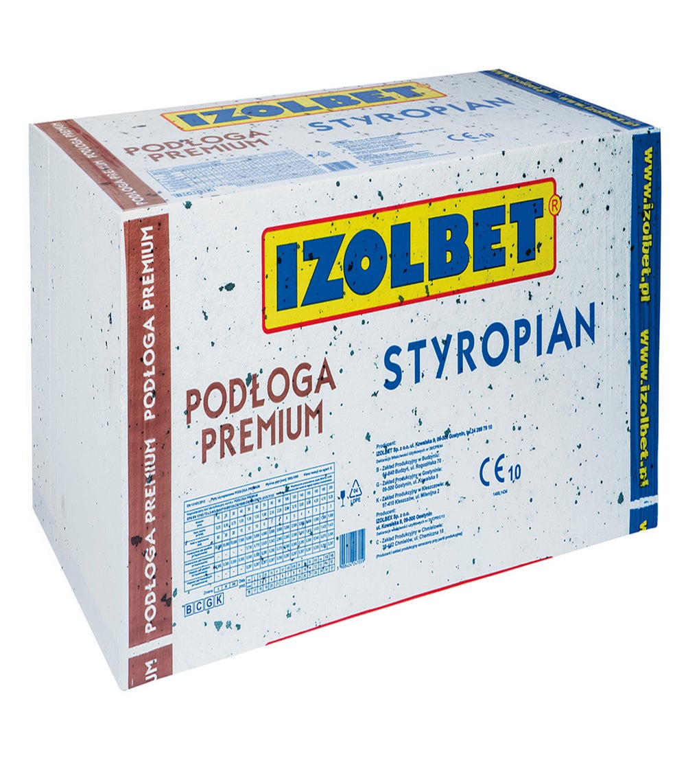 Styropian Izolbet Podłoga Premium 5 cm EPS 80 kPa 0,038 W/(mK) 6 m2