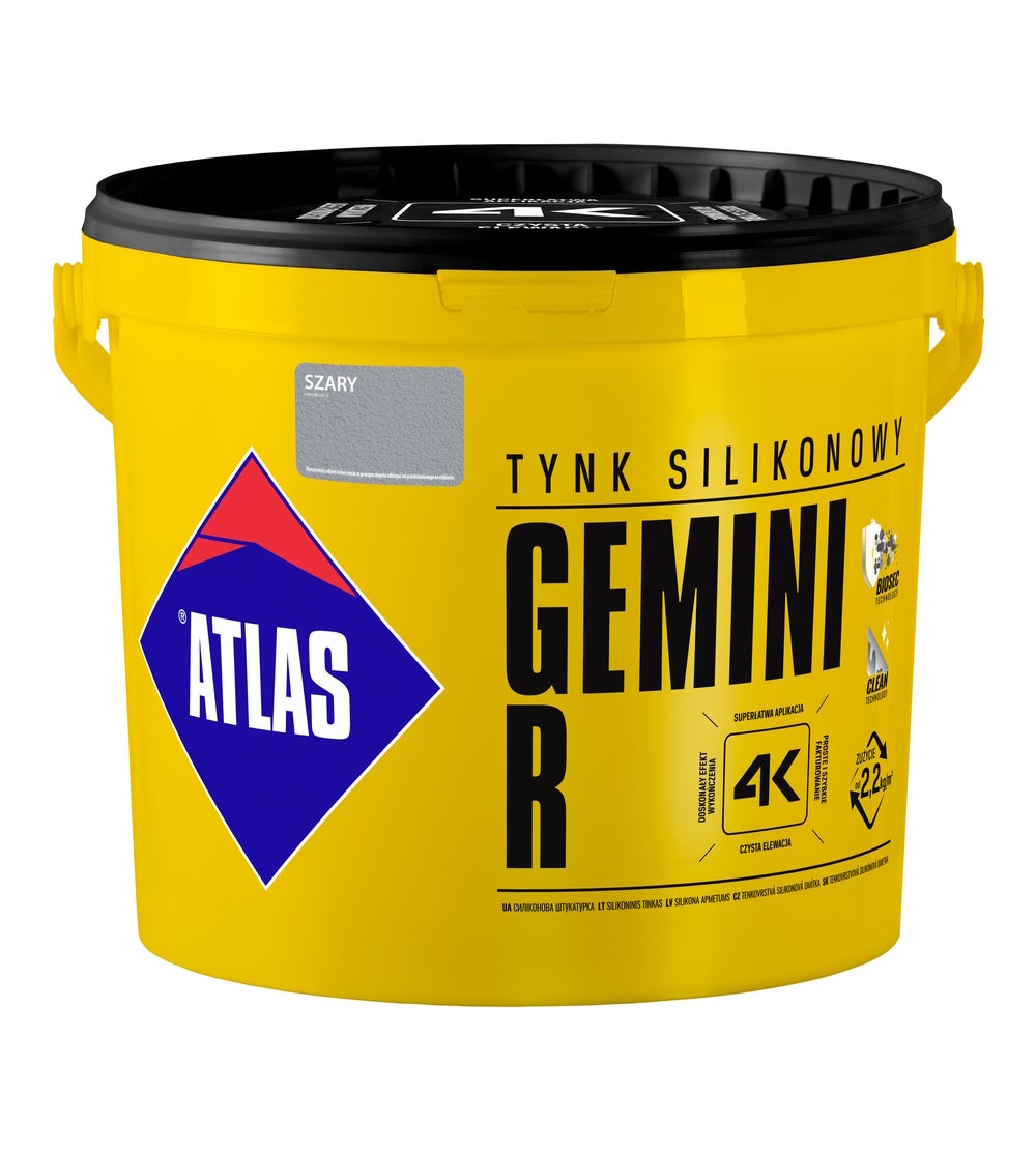 Tynk silikonowy Gemini R Atlas 25 kg, baranek 1.4 mm, szary