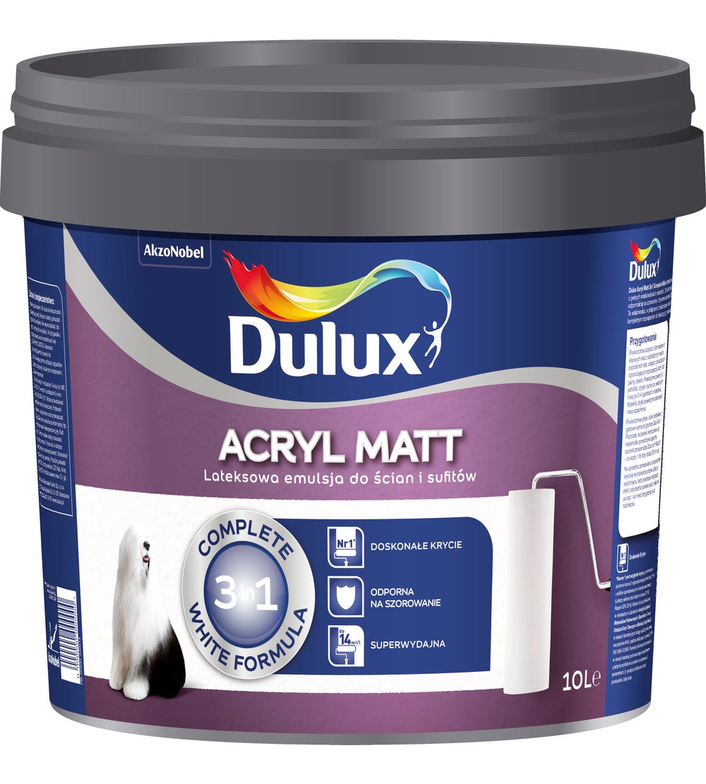 Farba Dulux Acryl Matt biała 10l
