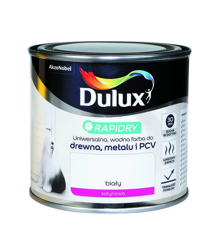 Emalia Dulux Rapidry biała satynowa 0,4l