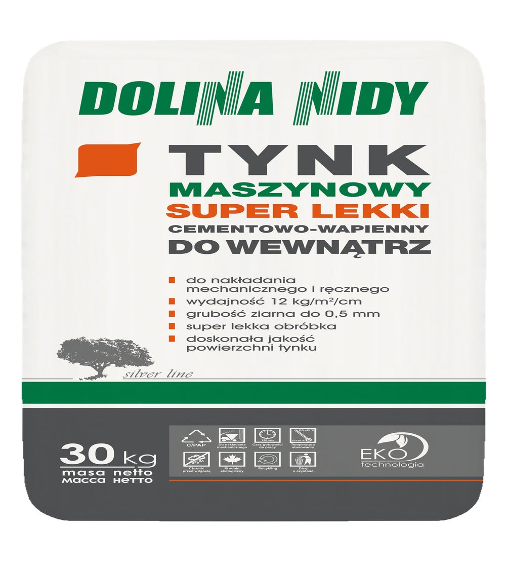 Tynk cementowo-wapienny Dolina Nidy 30 kg, maszynowy super lekki