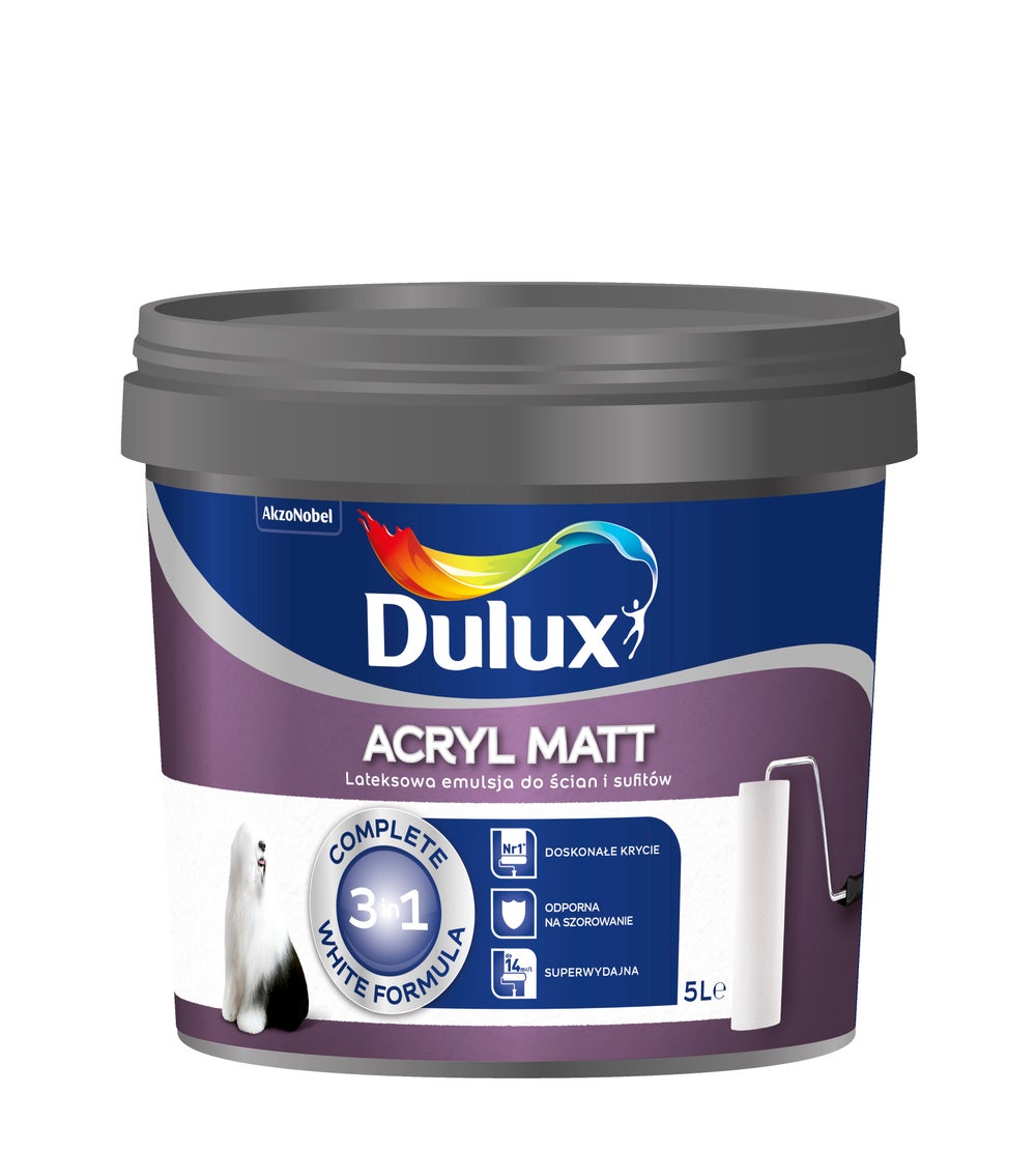 Farba Dulux Acryl Matt biała 5l